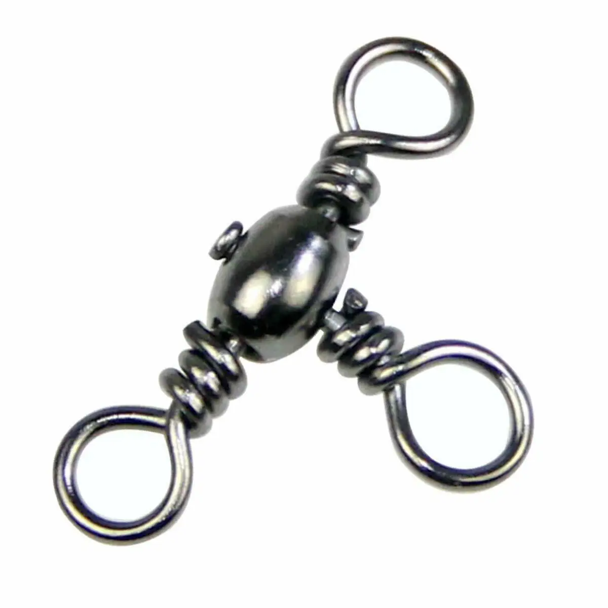 100pcs 3 Way Cross Line Barrel Fishing Swivels T-turn Triple Swivel ...