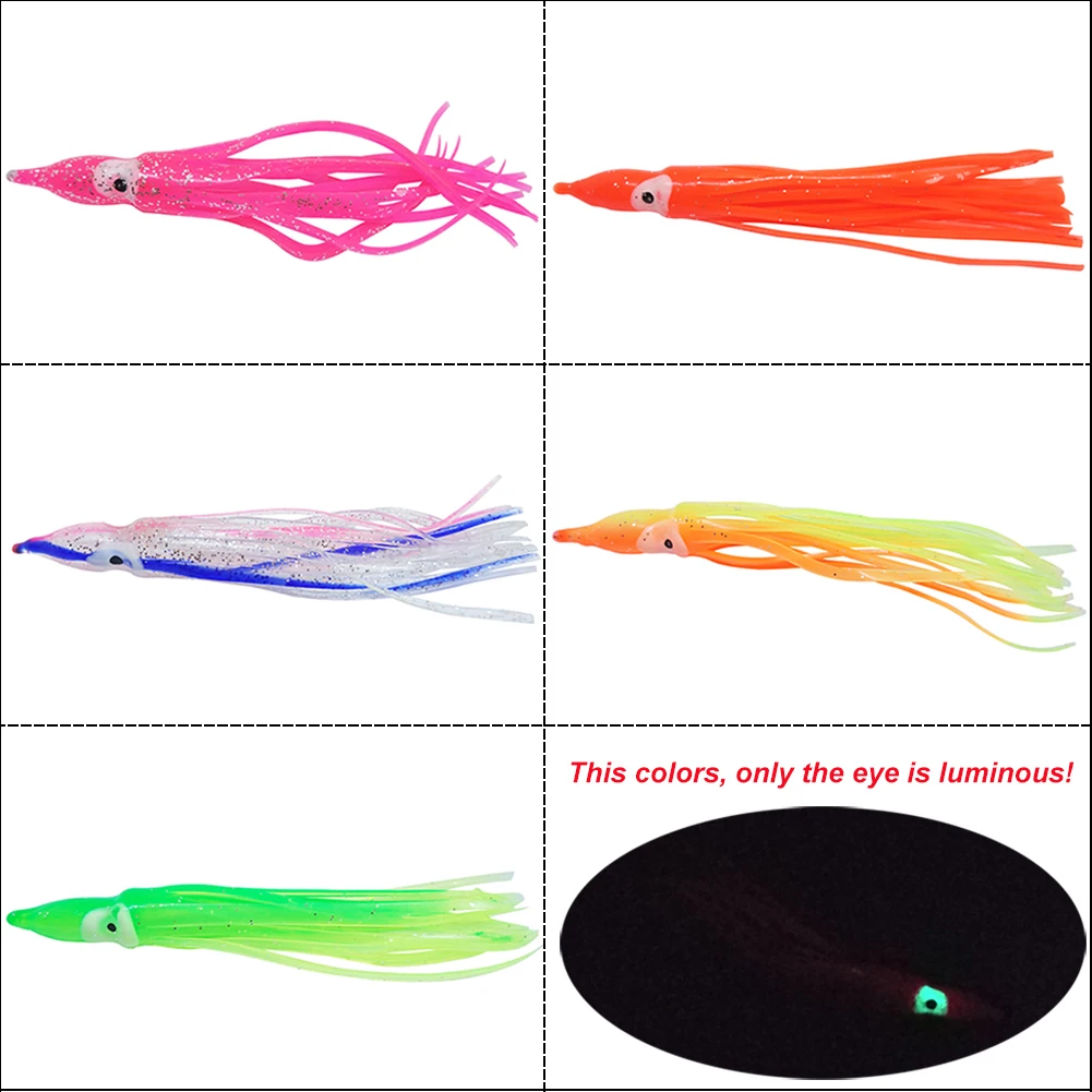 Octopus Squid Fishing Lure Skirts Saltwater Trolling Fishing Lures Soft Plastic Octopus Bait ...