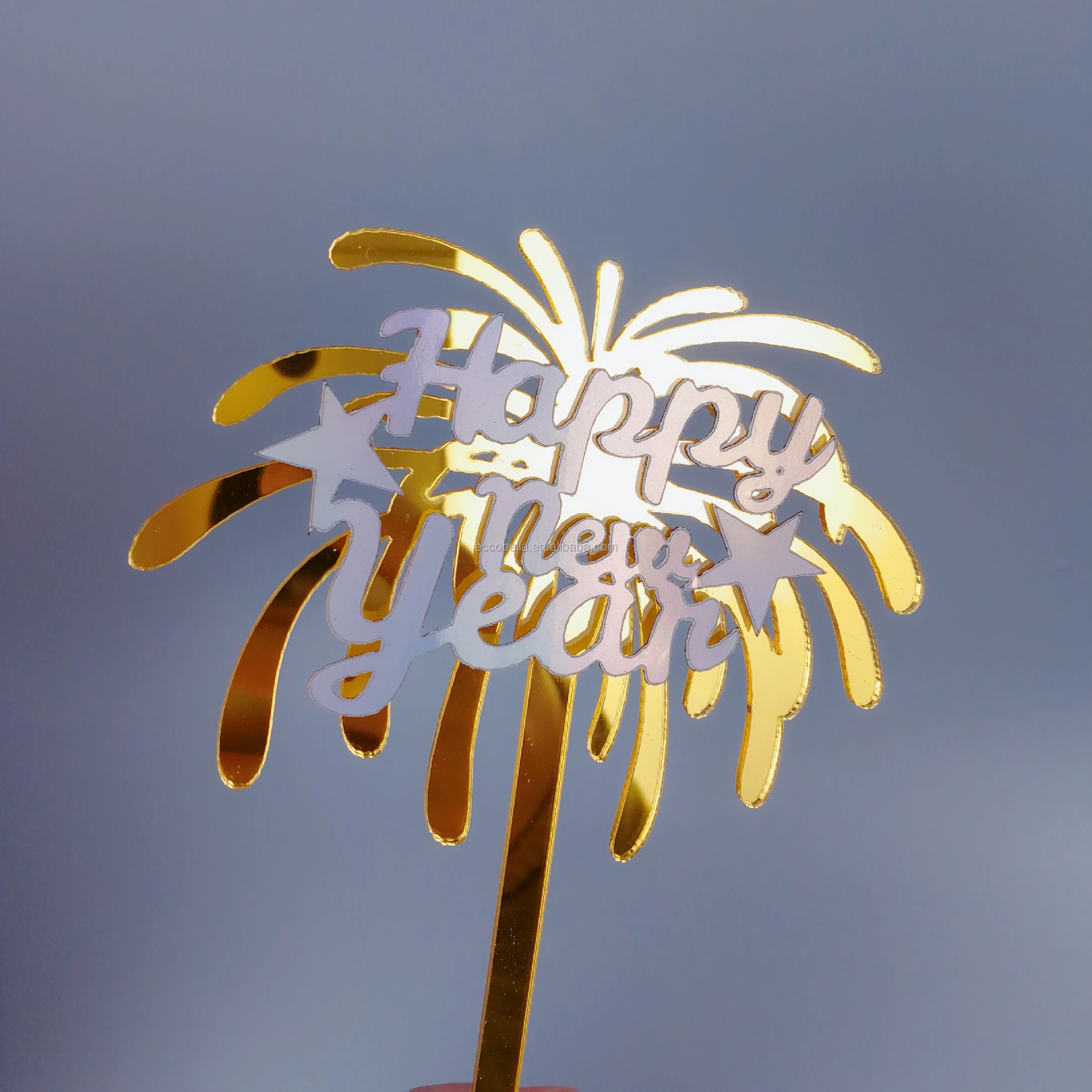 Fireworks Cake Topper - Happy New Year Decorative Acrylic