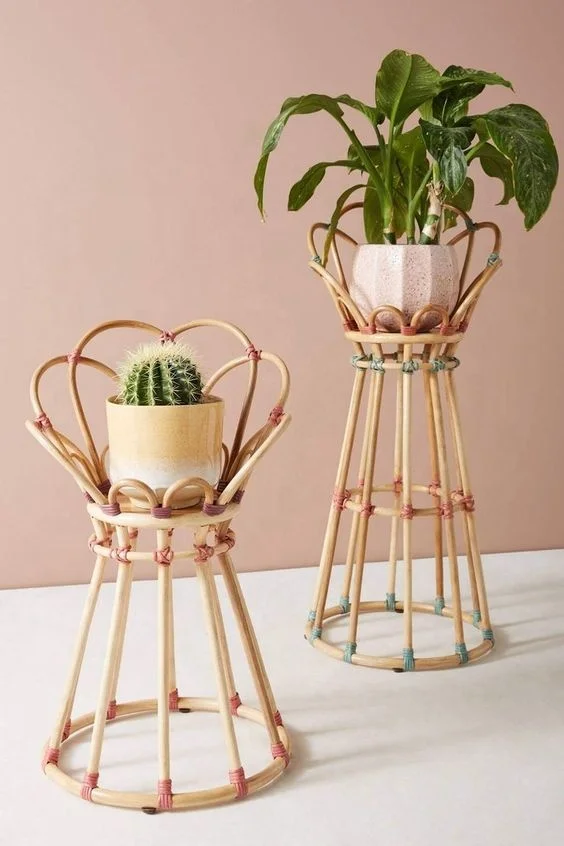 Shop Our Vintage Rattan Stands - Perfect for Planting