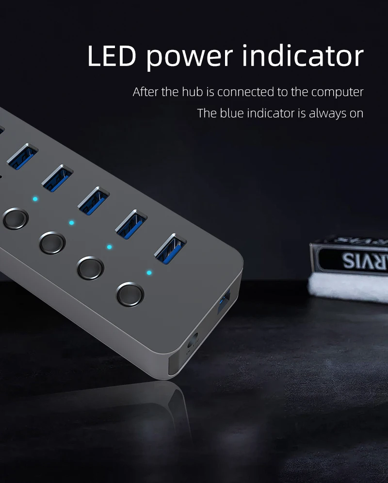 Hub Docking Station 10 Ports Usb 3.0 5gbps Metal Adapter Extension ...