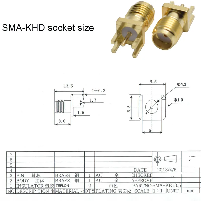 Offset Foot Sma-ke (sma-khd) 1.6mm Socket Sma-welded Pcb Board Mounting Base Outer Screw Inner ...