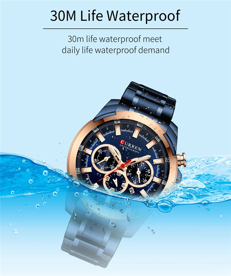 Curren 8361 Fashion Casual Stainless Steel Watches Men's Quartz ...