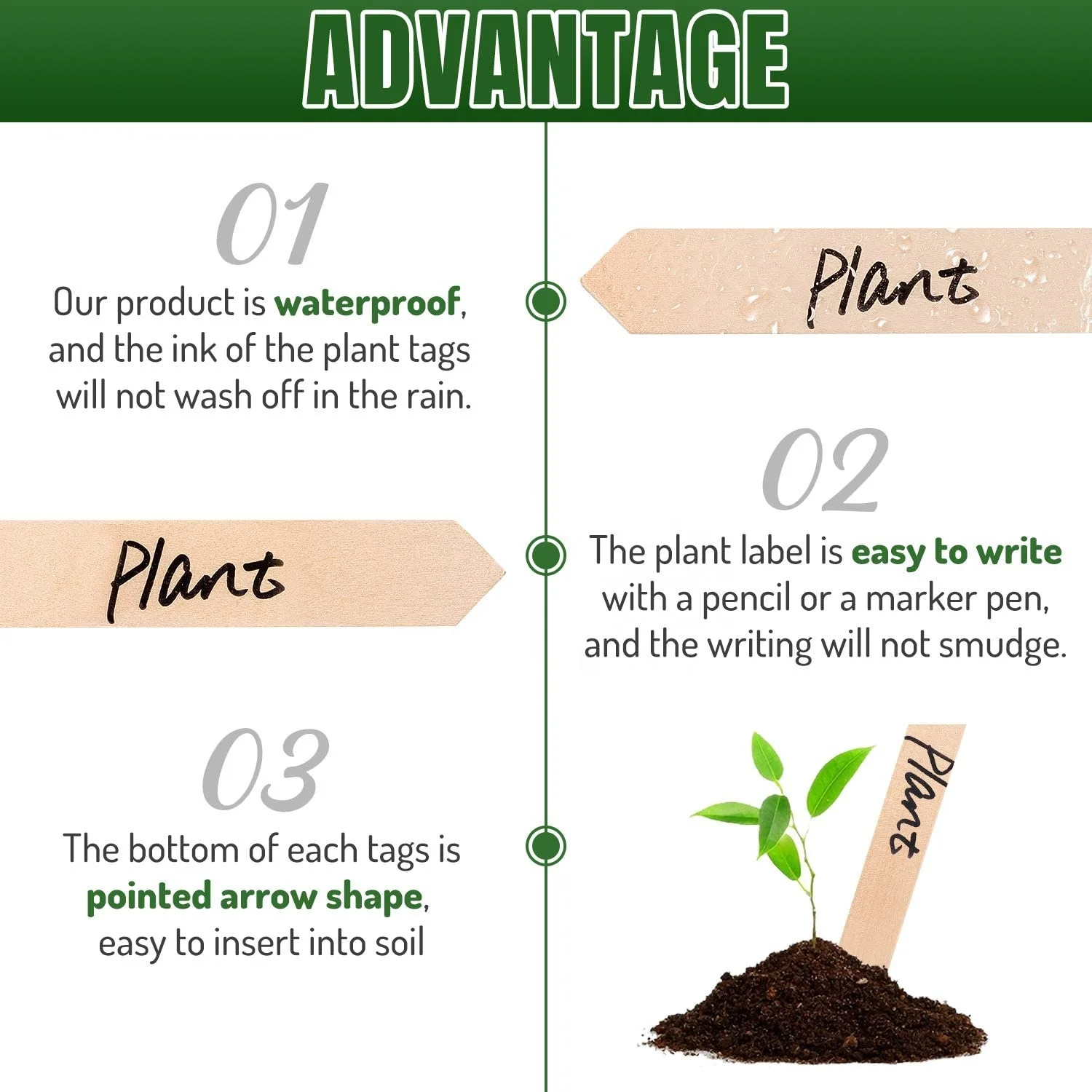 50pcs Wooden Plant Labels - Eco-Friendly Garden Markers