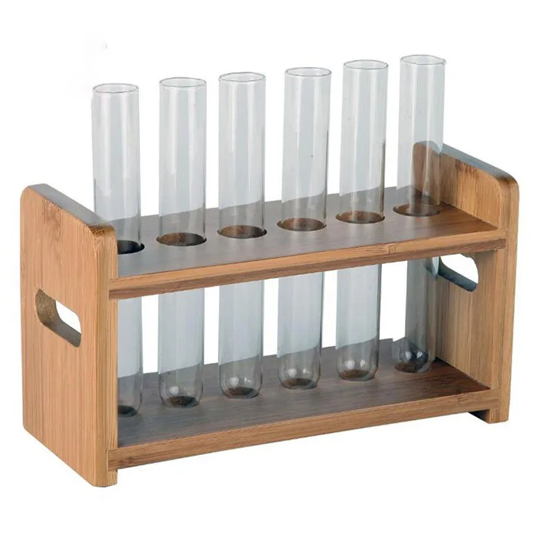 Wooden Colorimetric Glass Test Tube Rack - Creative & Functional
