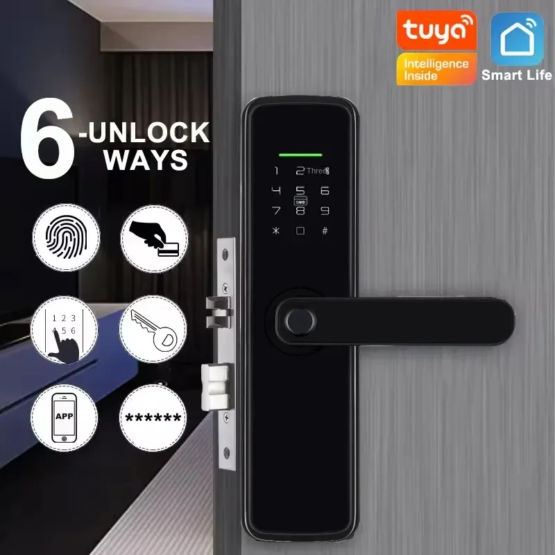 Euro mortise 4585 6072 Smart door lock Fingerprint Tuya Wifi Zigbee ...