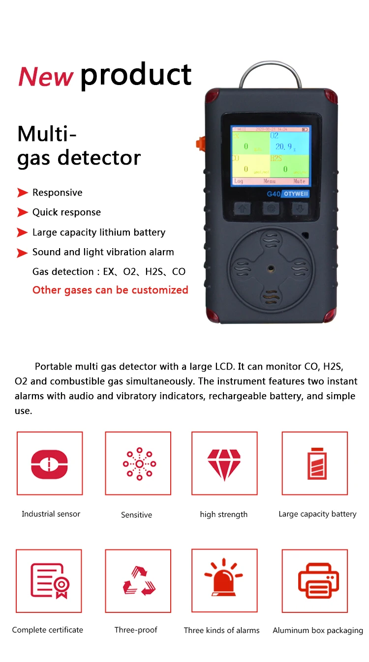 Nox NO2 NO SOX SO2 SO3 H2S Gas Leak Analyzer - Portable & Accurate