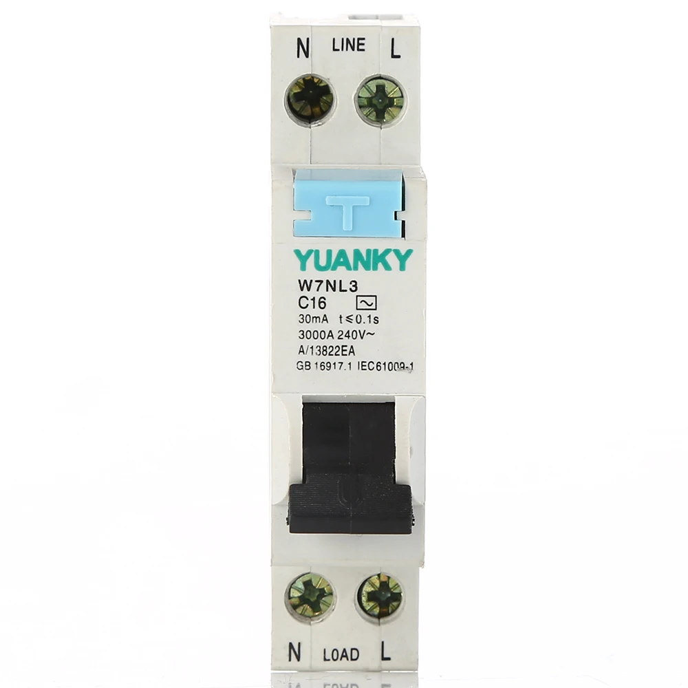 YUANKY Bs61009-1 Micro RCBO Breaker - 30ma 300ma B16 18mm