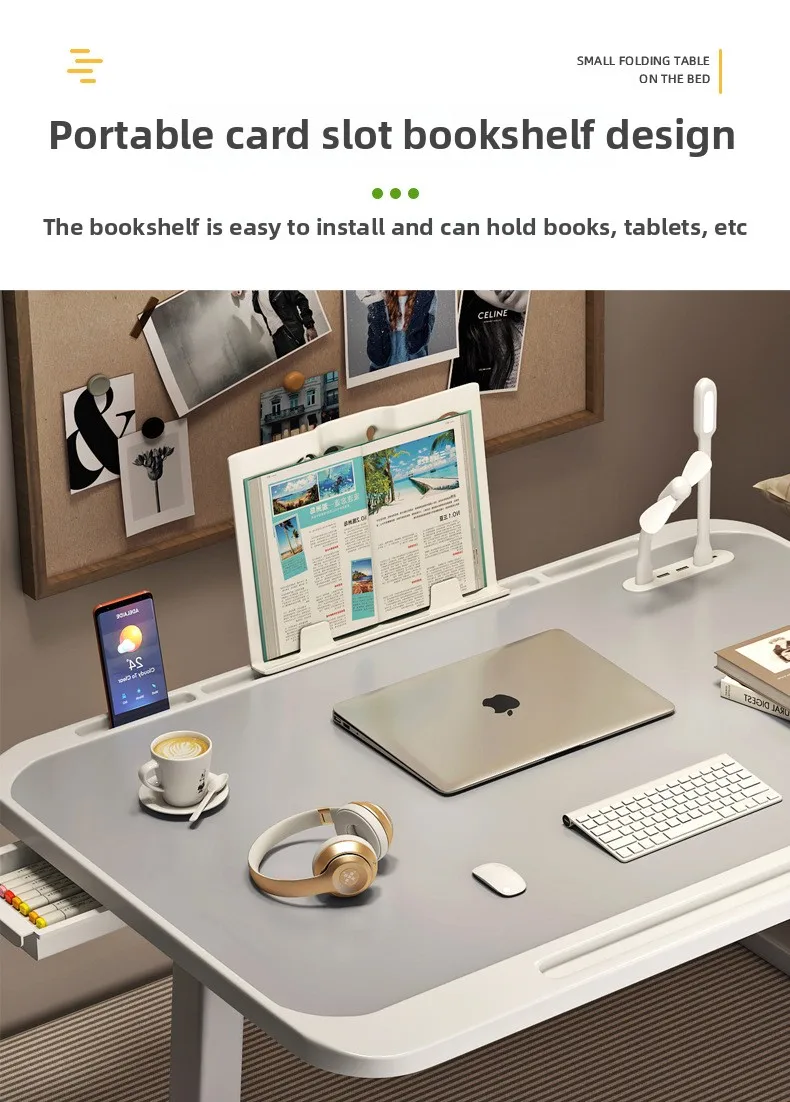 Student Foldable Metal Study Table and Bed Desk New Small Computer Desk ...