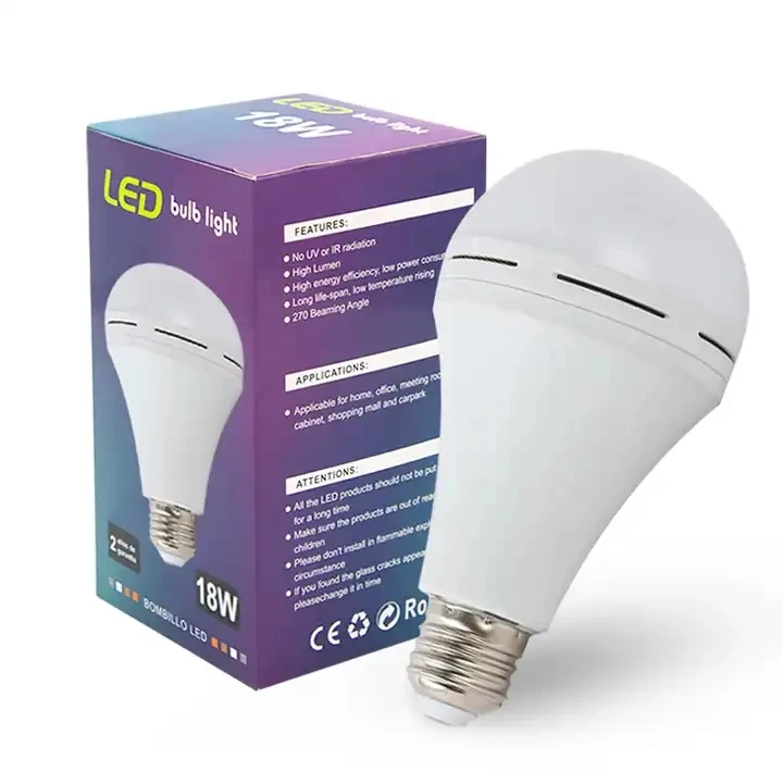 9 Watt Emergency Bulb Rechargeable Light E26 B22 E27 Battery Operated ...
