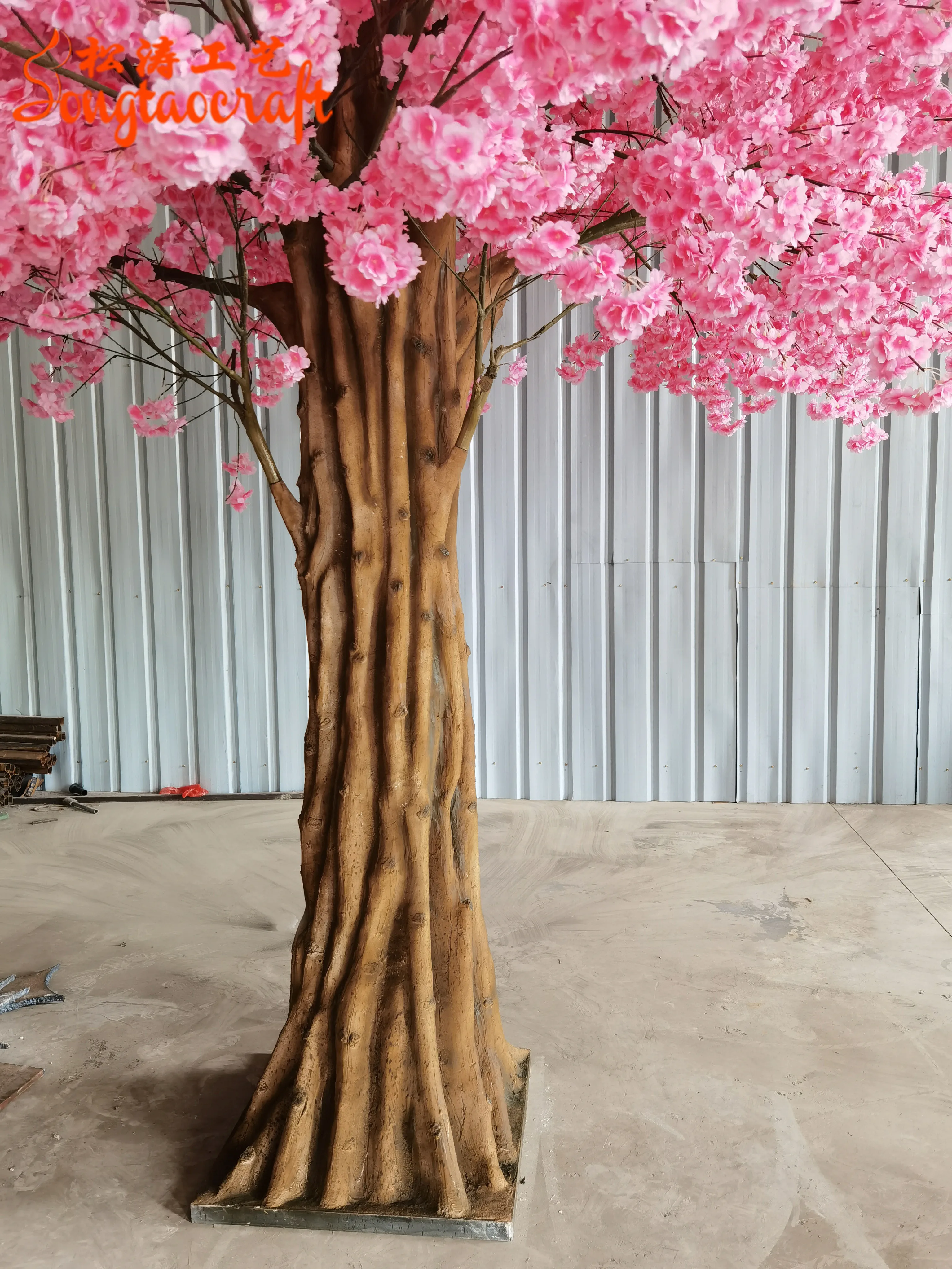 Plastic Cherry Blossom Branches 13ft Artificial Large Indoor Wedding ...