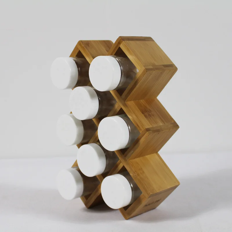 Bamboo Spice Rack,8-jar Bamboo Countertop Spice Rack Organizer,Free ...