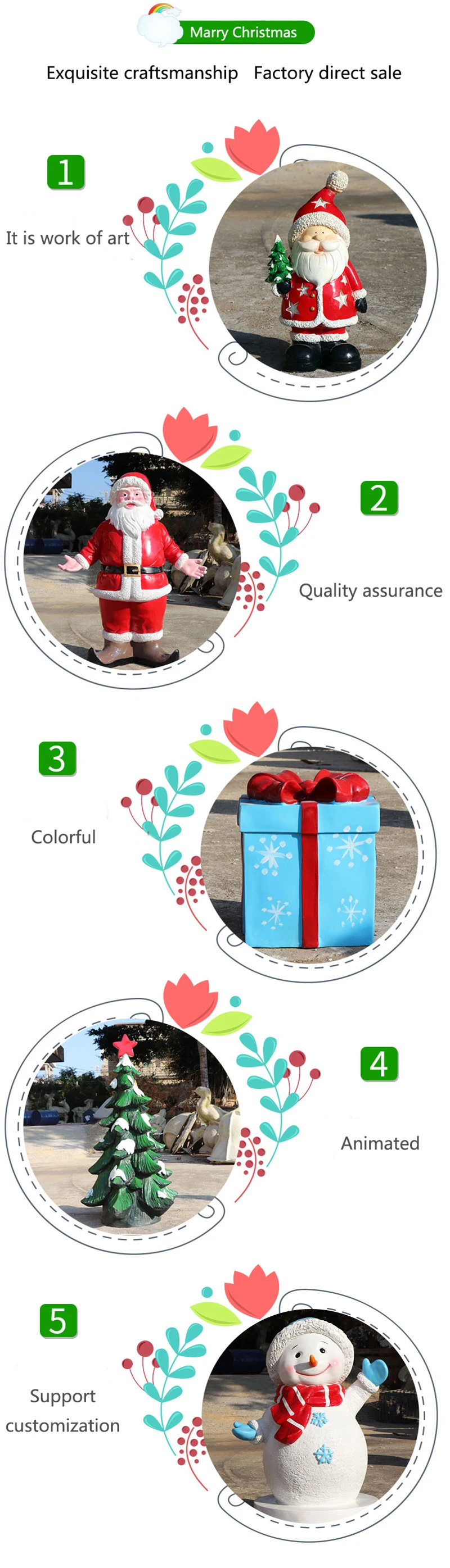 Santa Claus with Sleigh - Life Size Resin Fiberglass Sculpture