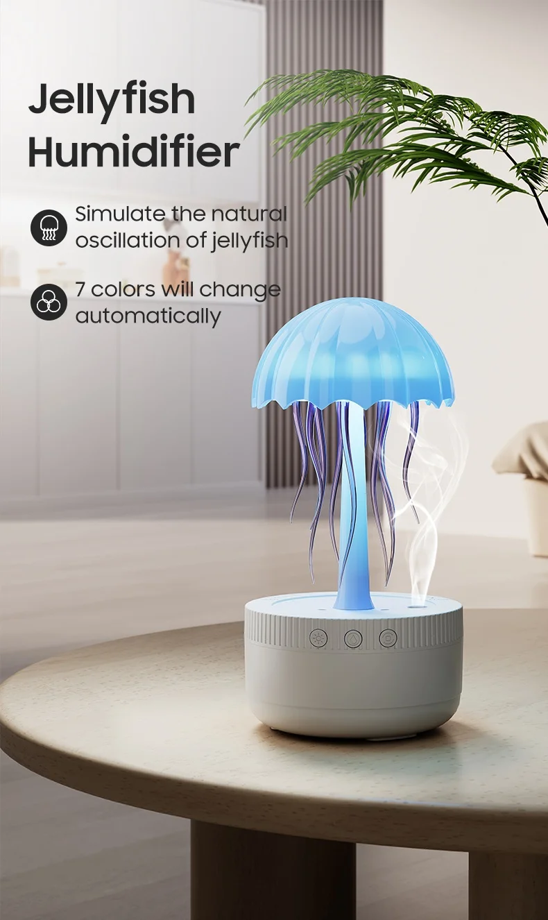 300ML Dynamic Jellyfish Essential Oil Diffuser 7 Colorful Night Light ...