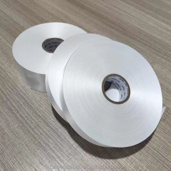 Custom Recycle White Single Side Webbing Woven Edged Polyester Satin ...