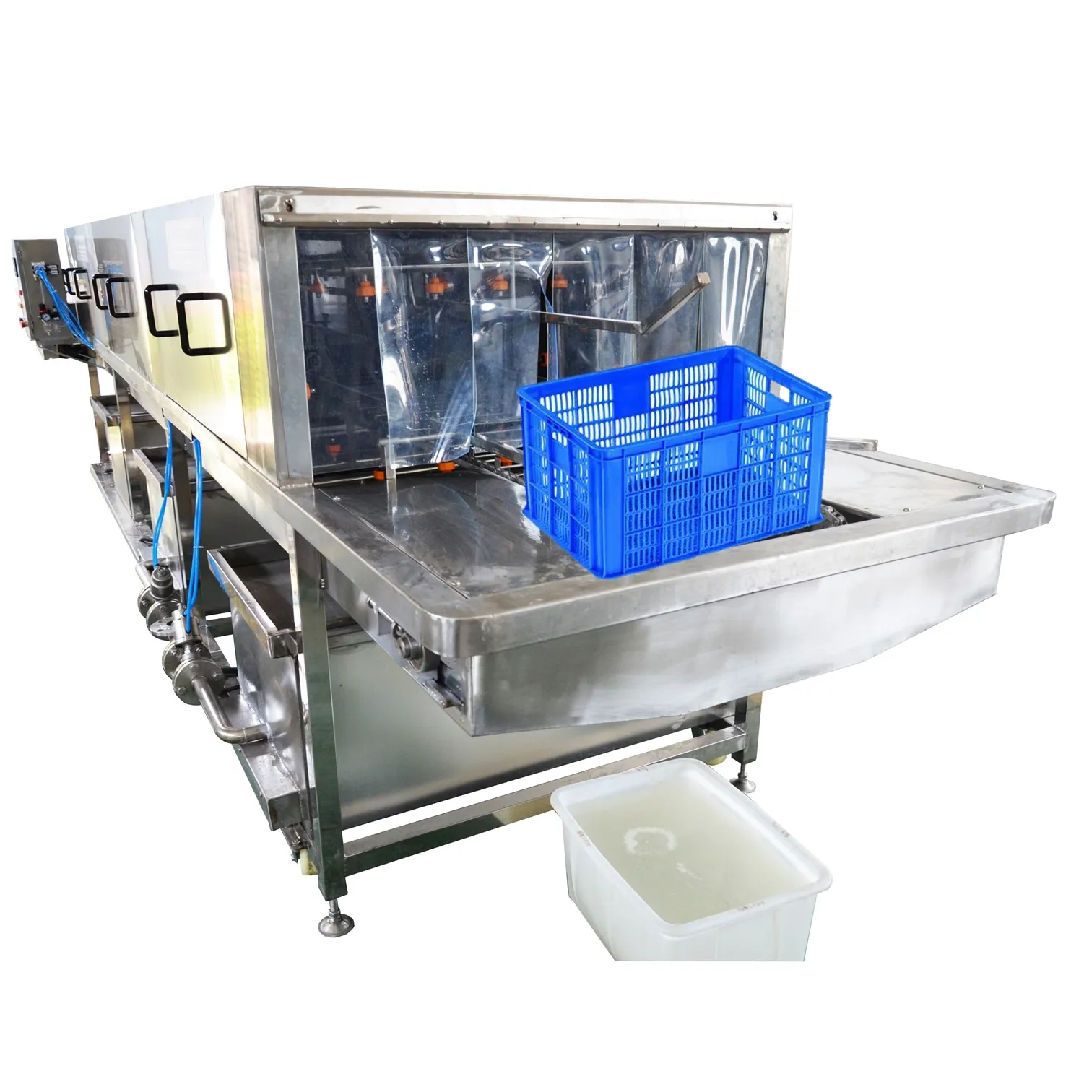 Hot Water Industrial Plastic Crate Washer / Basket Washing Machine ...