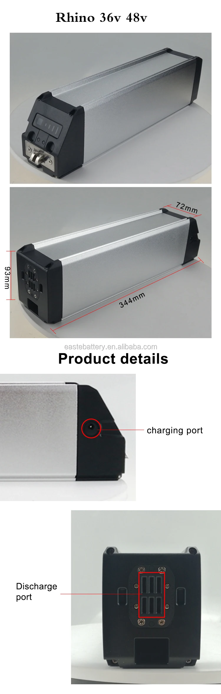 Rhino Ebike Battery 36v 13ah 14.5ah 17ah Rhino Battery 36v Backup ...