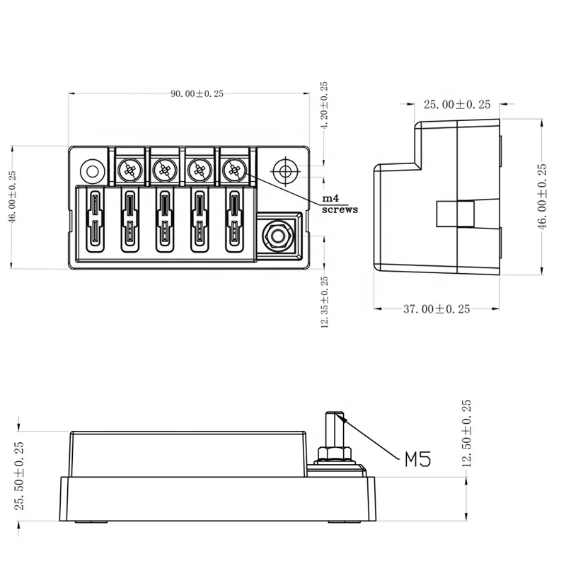 4 Circuit Compact Marine Fuse Block - 12~32V Waterproof