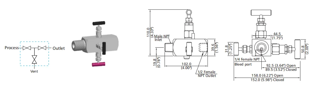 Swagelok Type Process Interface Stainless Steel 316 Single Double Block ...