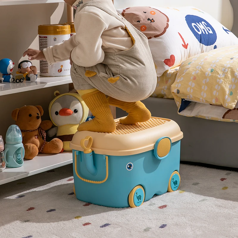 Pp Storage Bins Children Cartoon Storage Box With Wheels Cartoon Shape ...