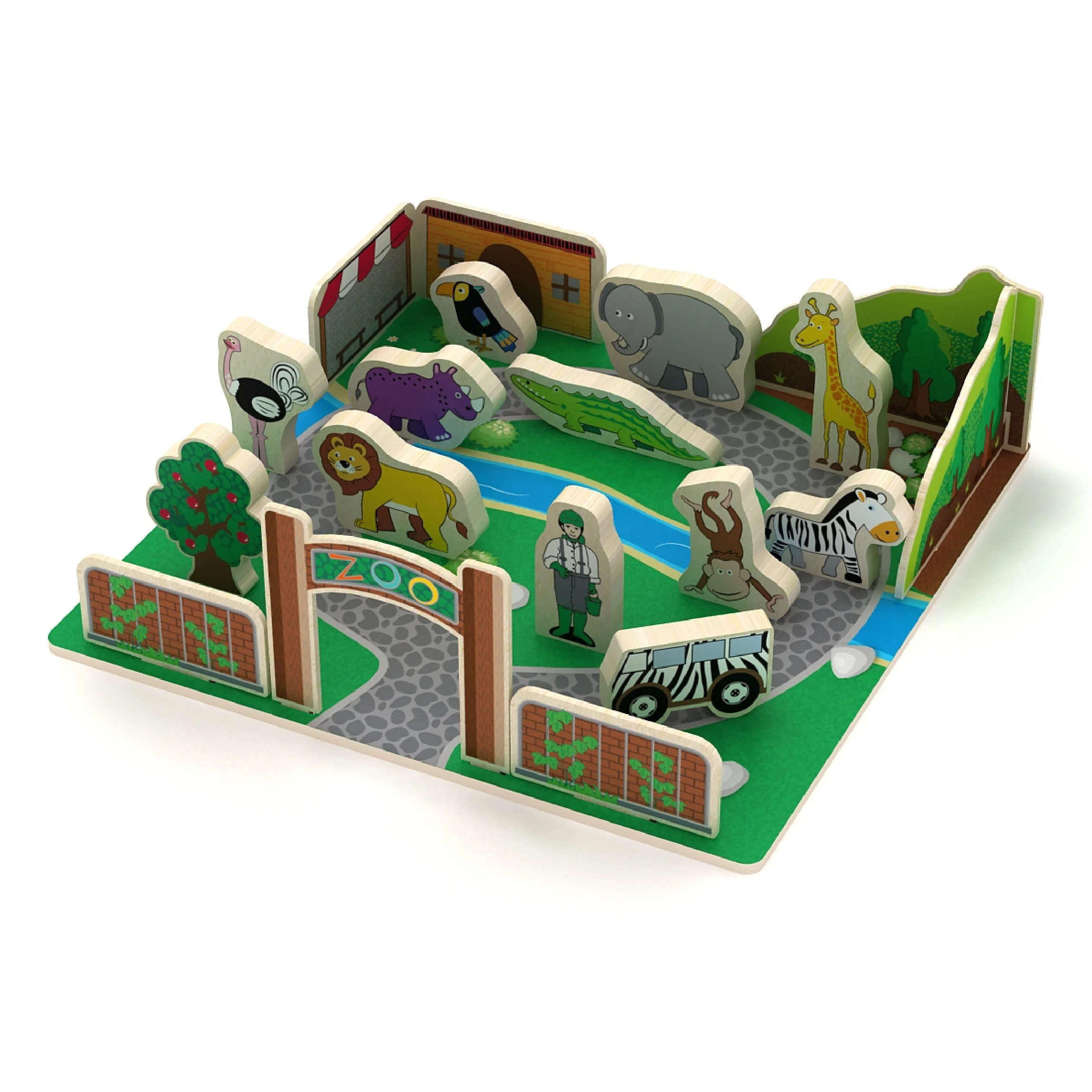 2020 Toy Wooden Customize Puzzle - 20pcs Zoo Animal Stack