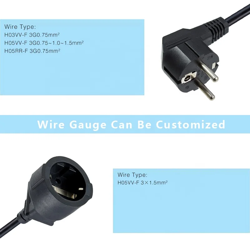 European Standard Power Supply Cord - 15A Fuse & Stripped Ends