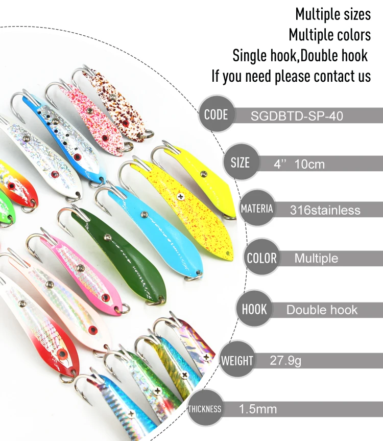 3" 7.5cm Fishing Spoon Lure Spoon Lure Hard Baits Double Hook Pesca ...