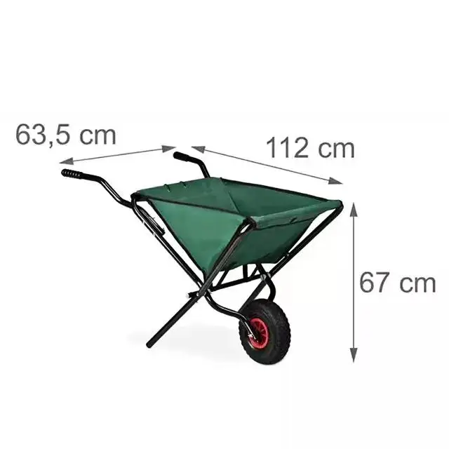 Folding Wheelbarrow Green Lightweight Garden Space Saving Foldable ...