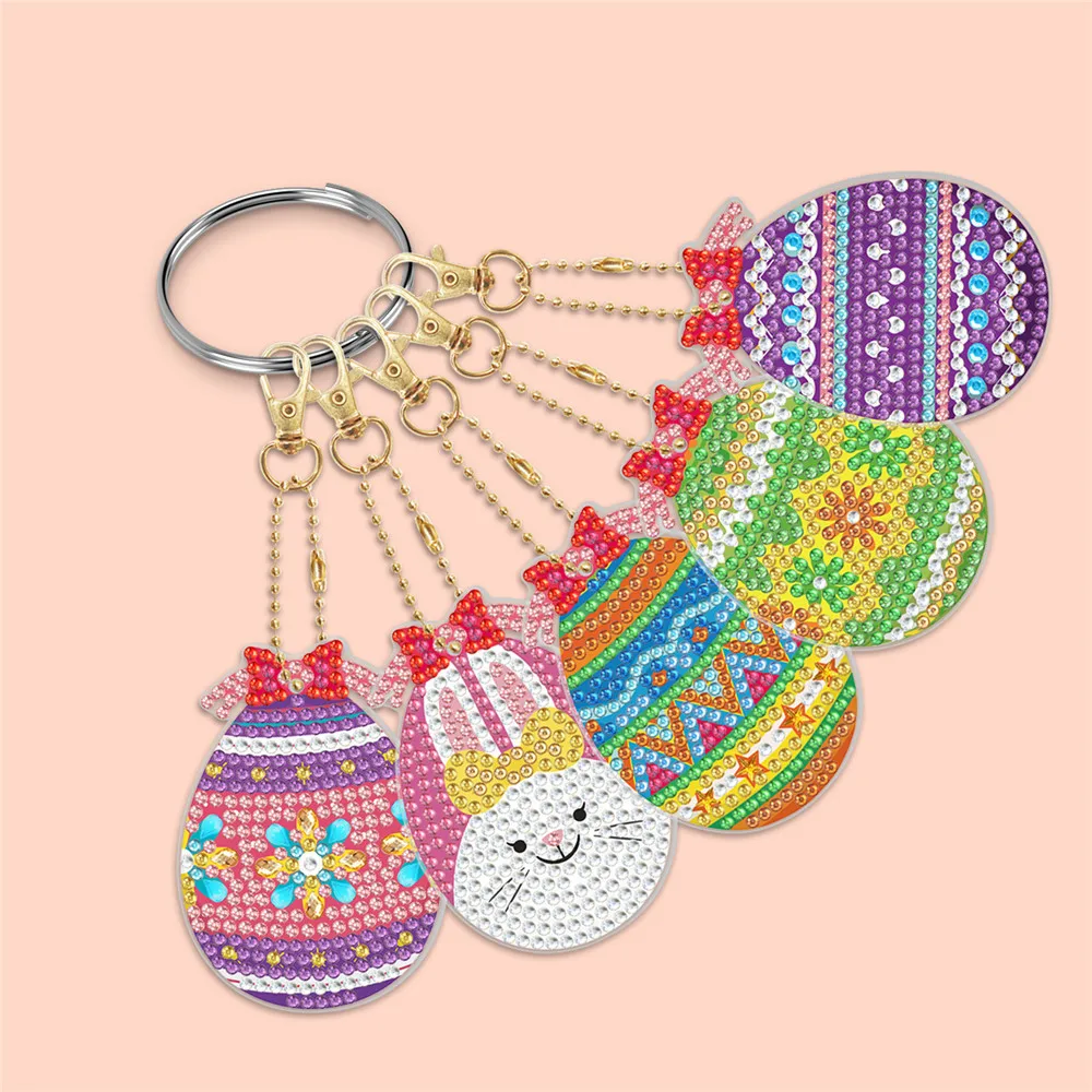 Easter Egg Craft Kits 20-Piece Easter Diamond Painting Keychain Kit ...
