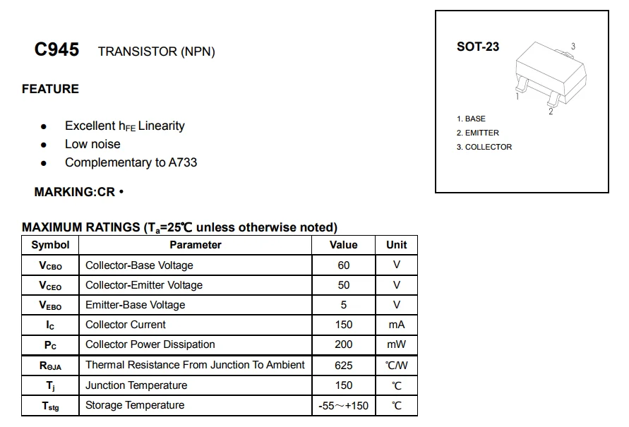 C945 Cr Sot-23 Smd Transistor Triode Transistor - Buy C945,Transistor ...