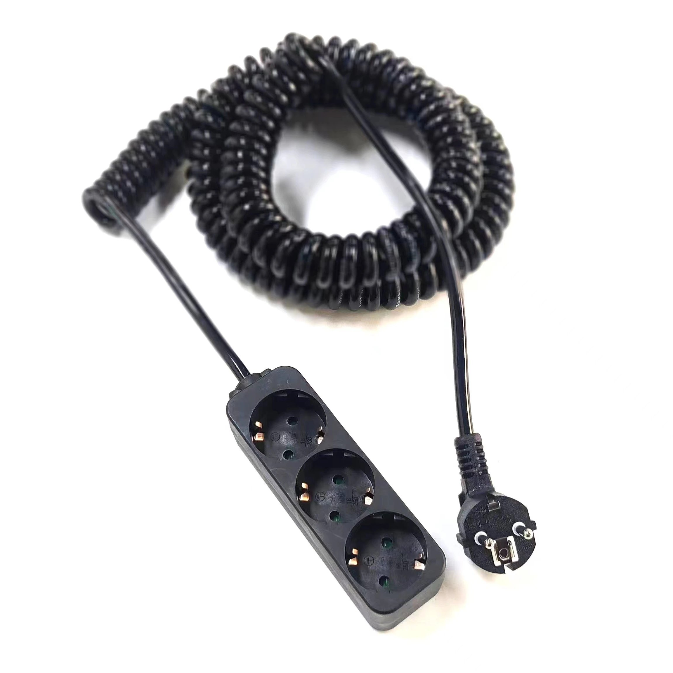 Spiral Coiled Curly Cable Cord 2 Pin Schuko Eu Plug With Power Strip ...