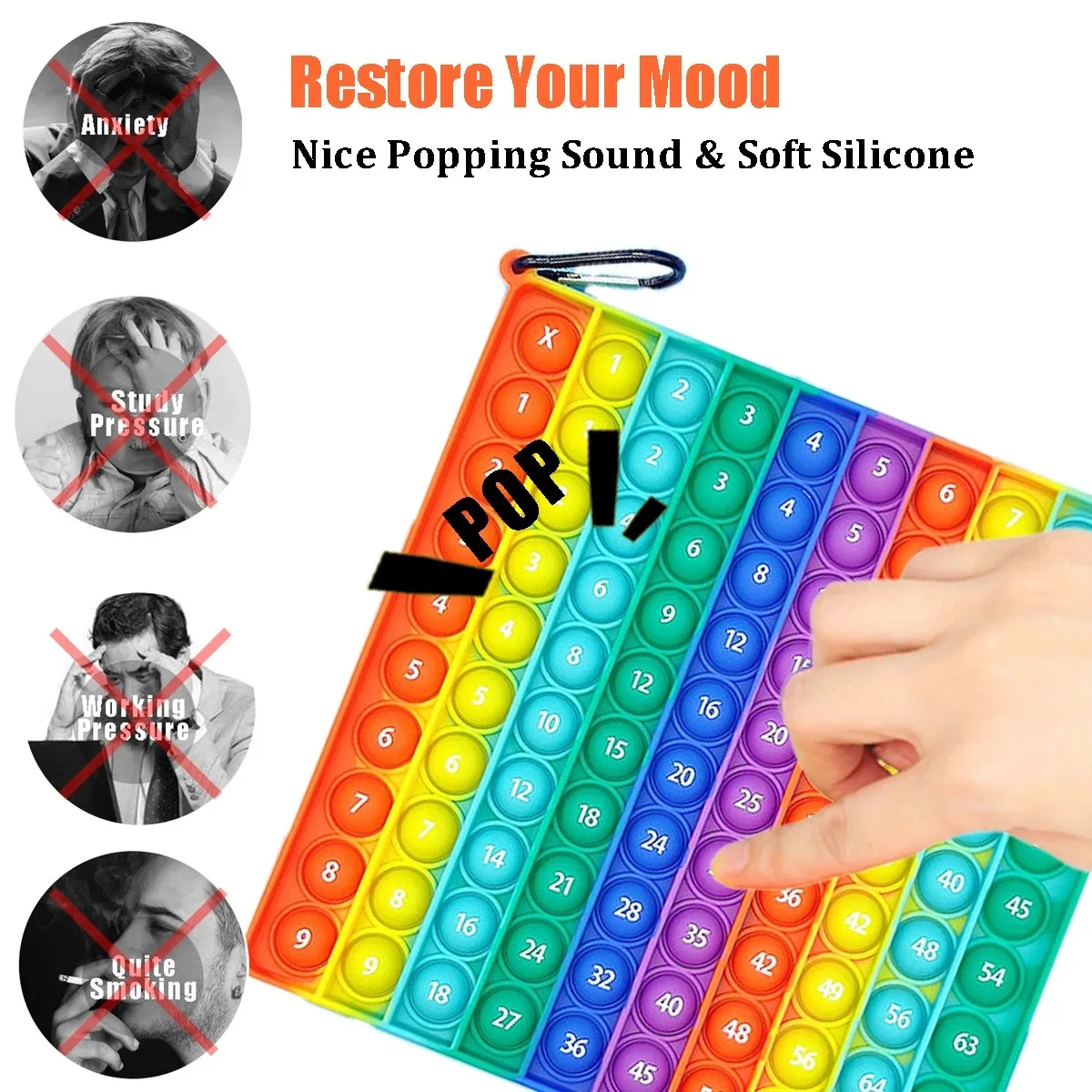 Customizable Relieves Pressure Bubble Fidget Keychain With Storage ...