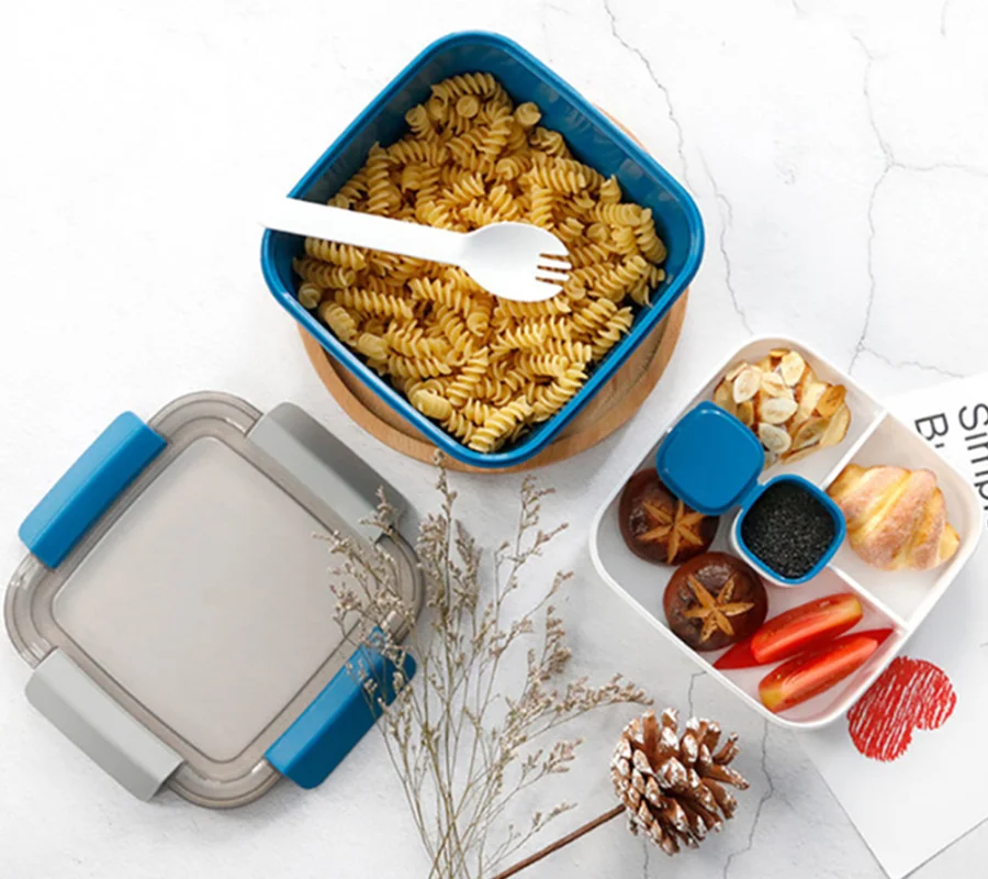 1500ml Bento Box Salad Lunch Container With 3 Compartment Dressing ...