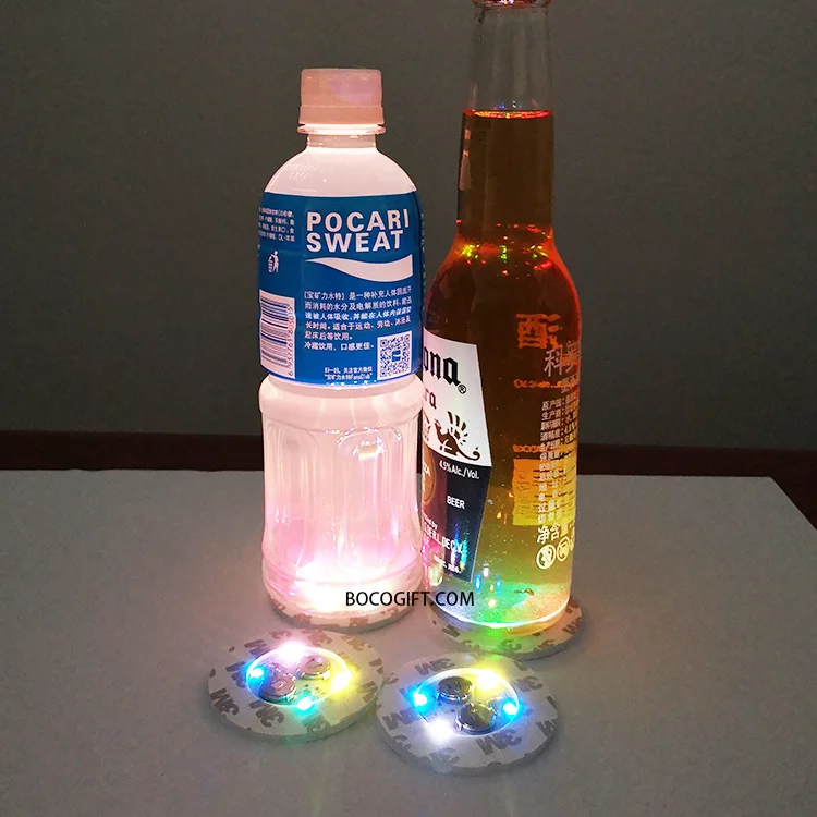 Colorful Change Rgb Led Sticker For Bottle,Multicolor Led Coaster ...