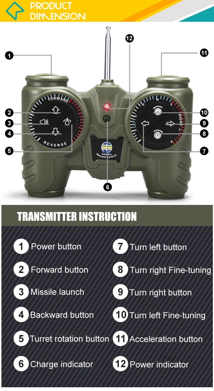 Rc Battle Missile Launcher Mini Plastic Toy Tank Remote With Shoot ...