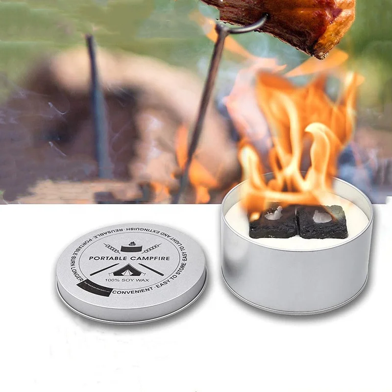 Portable Soy Wax Campfire Candle Set Scented Feature for Tabletop Fire ...