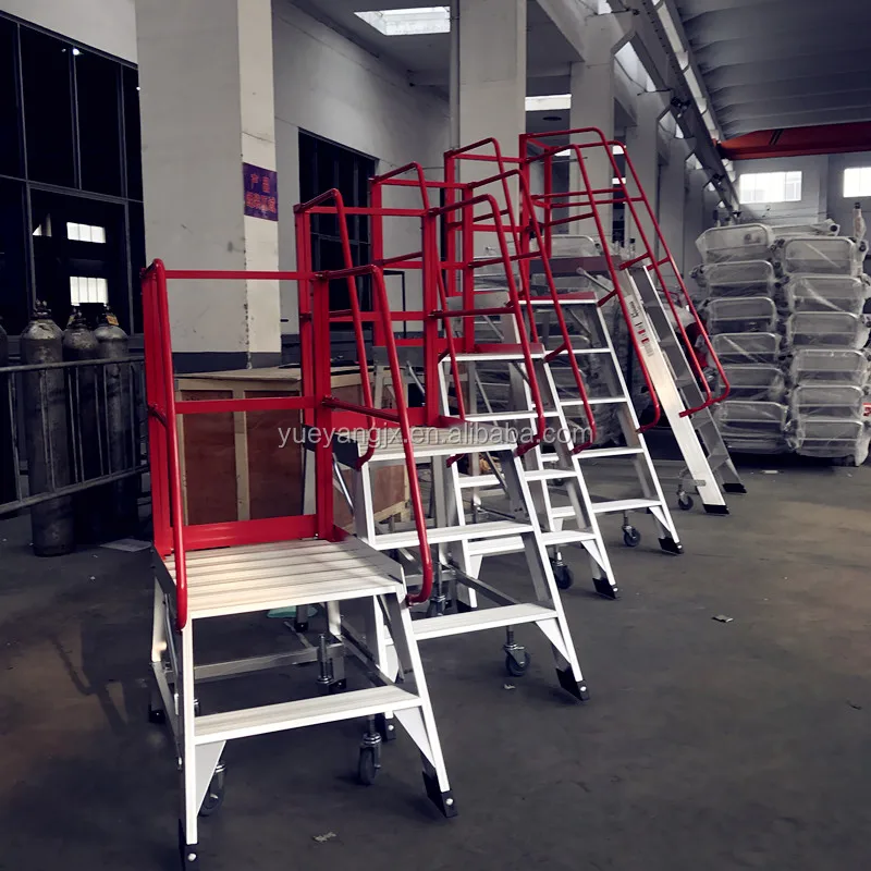 Aluminium Industrial Step Ladder with Safety Handrail