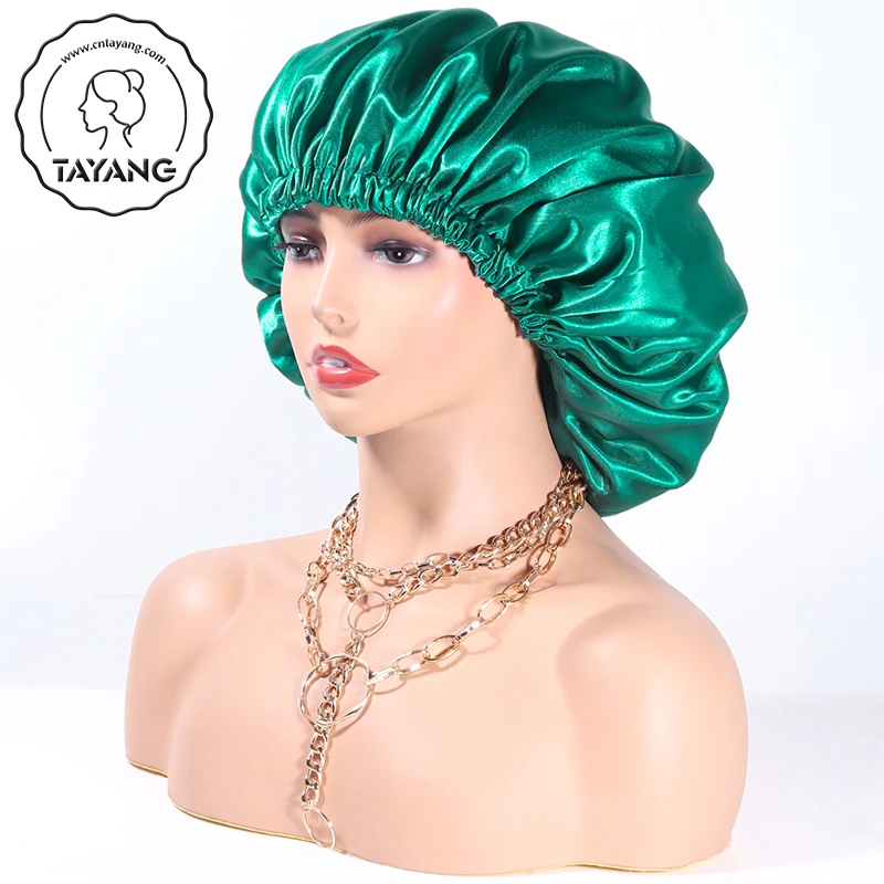 Customize Logo Reversible Hair Satin Bonnets Adjustable Double Lined ...