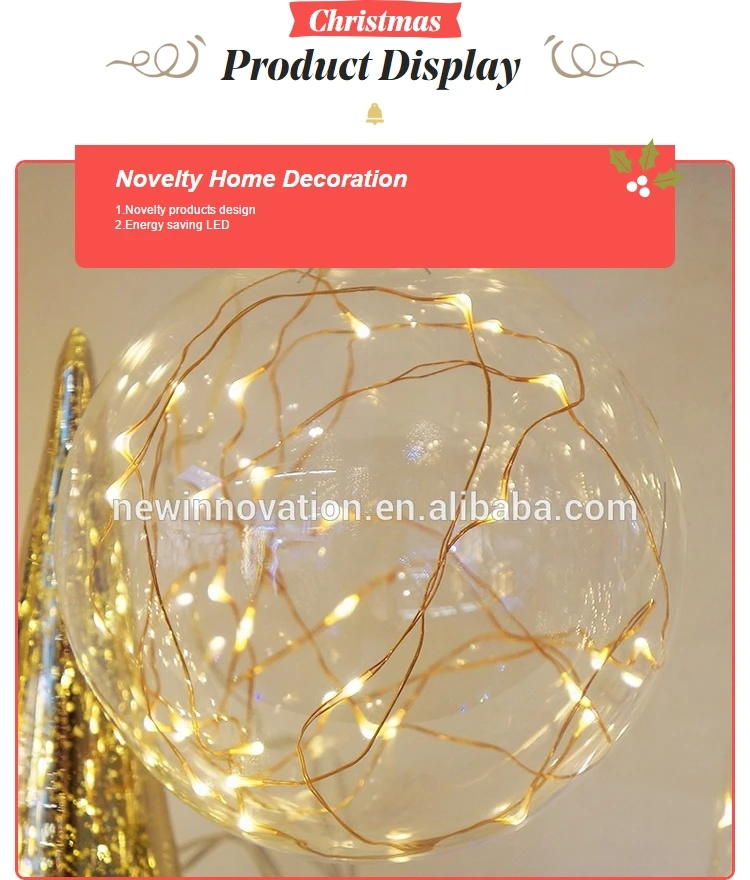 10l Warm White Led Light Up Glass Ball With Copper Wire Light Hanging ...
