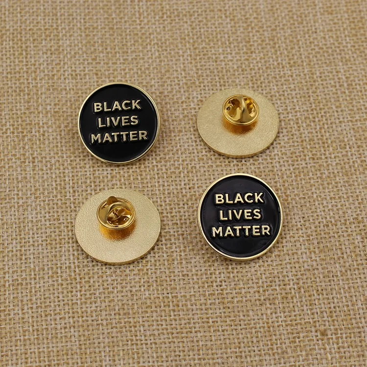 Factory Price Fast Delivery Round Metal Enamel Pin Gold Plating Black ...