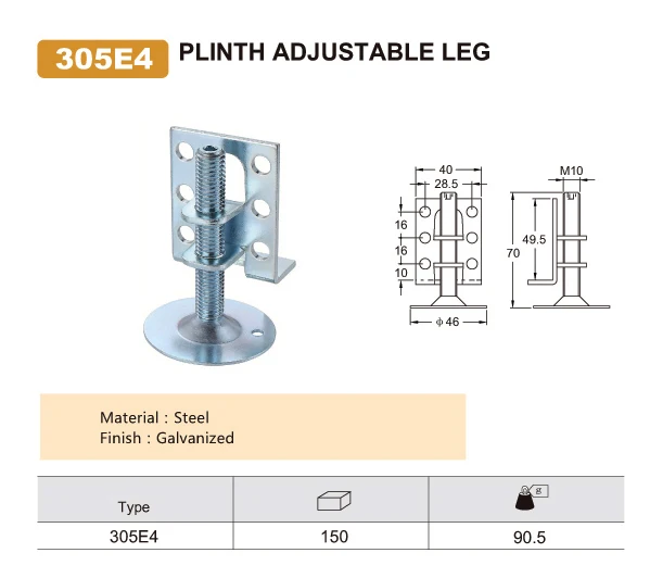 305E3 Furniture Steel Galvanized Plinth Adjustable Feet and Leg ...