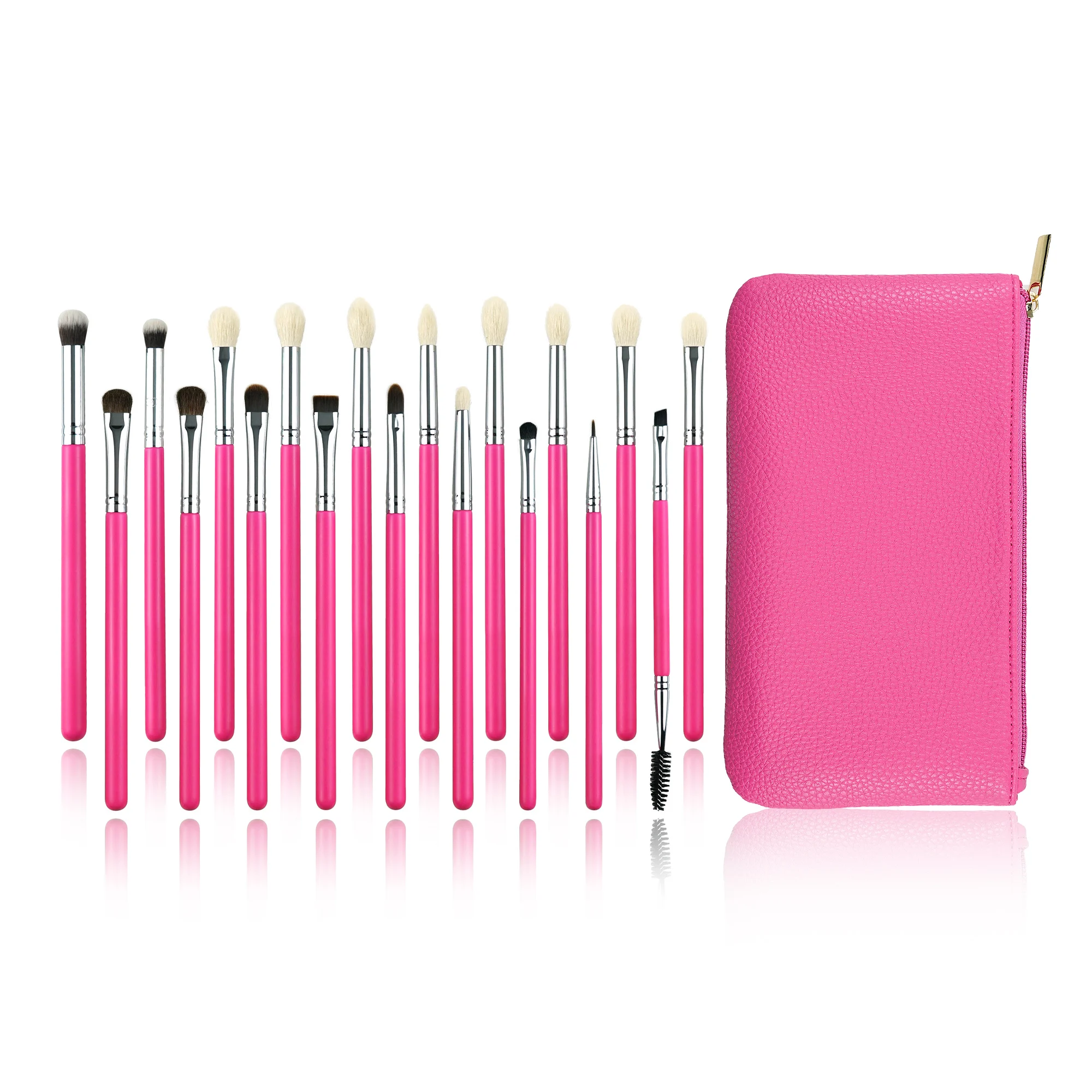 Hot Pink Goat Hair Eye Brushes Set Private Label Makeup Brush Packaging ...