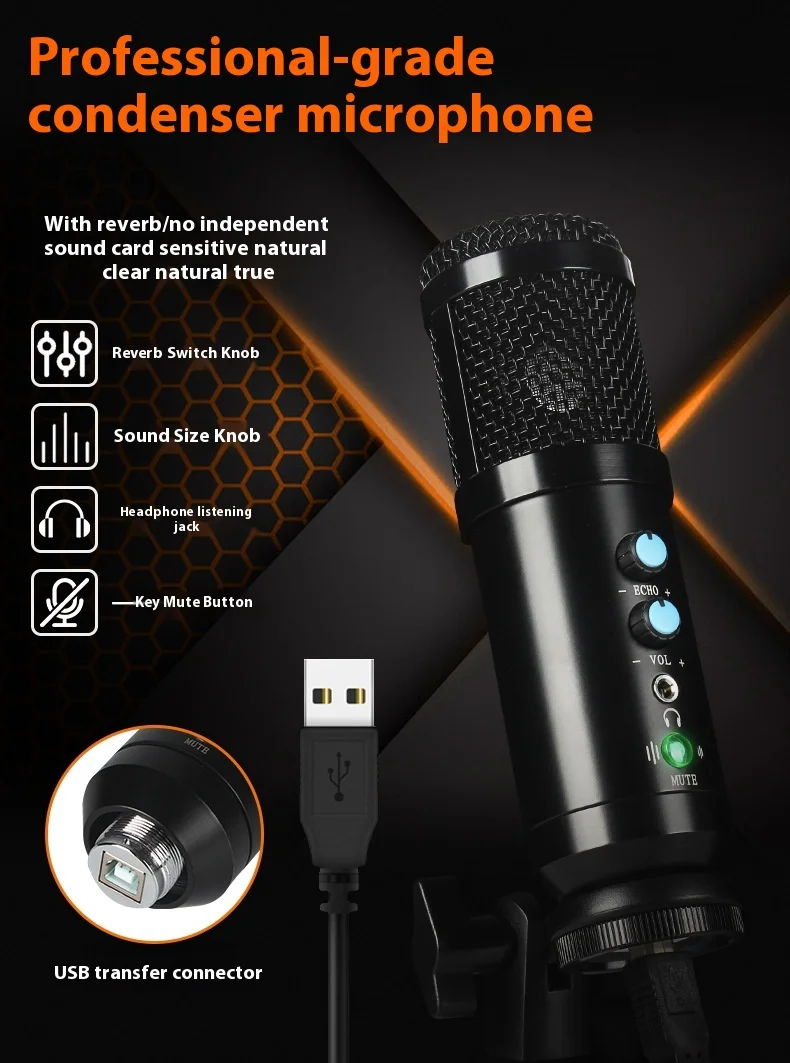 USB Wired BM800 Desktop Microphone Cardioid Condenser Noise Reduction ...
