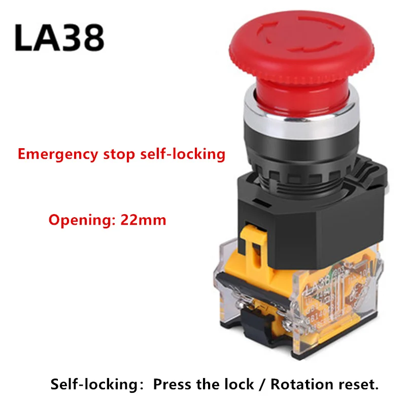 22mm Self-locking Button Switch Tb38 Mushroom Emergency Stop Button Emergency Stop Switch 220v ...
