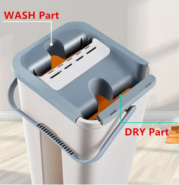 Benheng Wash & Dry Dual Chamber Flat Bucket Mop Balai Auto Clean And ...