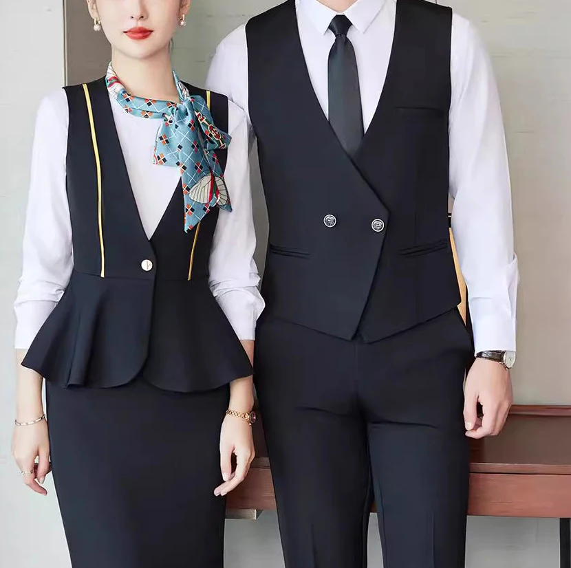 Uniform custom hotel front desk clerk work clothes cashier vest ...