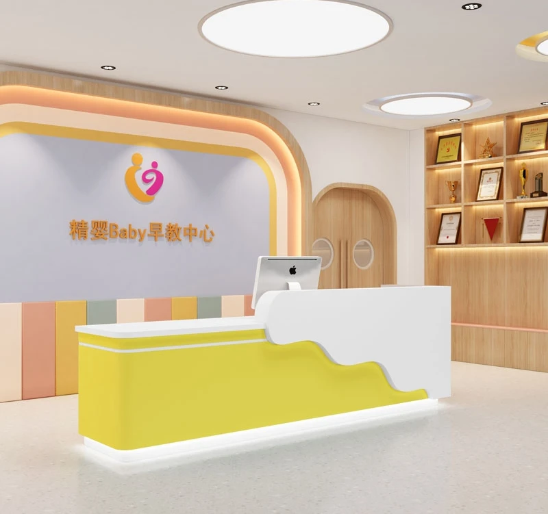 Modern Design Wooden Daycare Child Care Center Reception Desk
