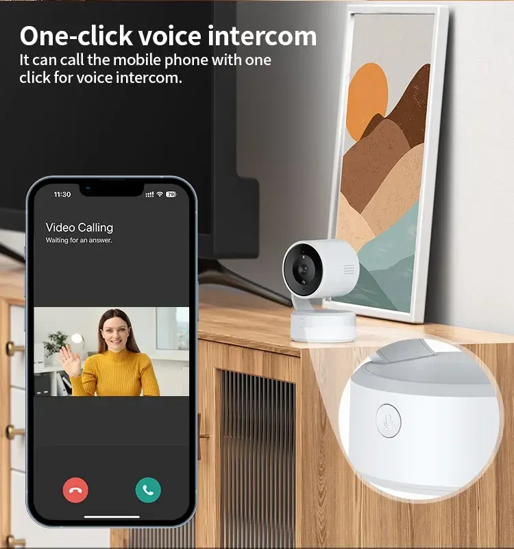 WIFI Tuya Camera Indoor 5MP Baby Monitor Two Way Talk 4X Zoom PTZ 360 ...