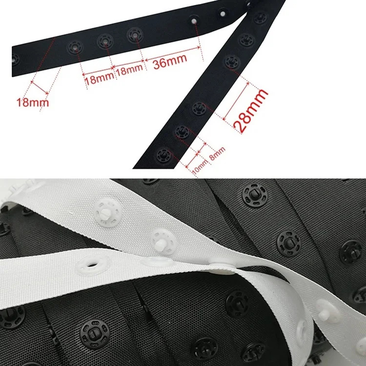 Factory Sale 18x18x36mm Plastic Snap Button Fasteners Tape For Baby's ...