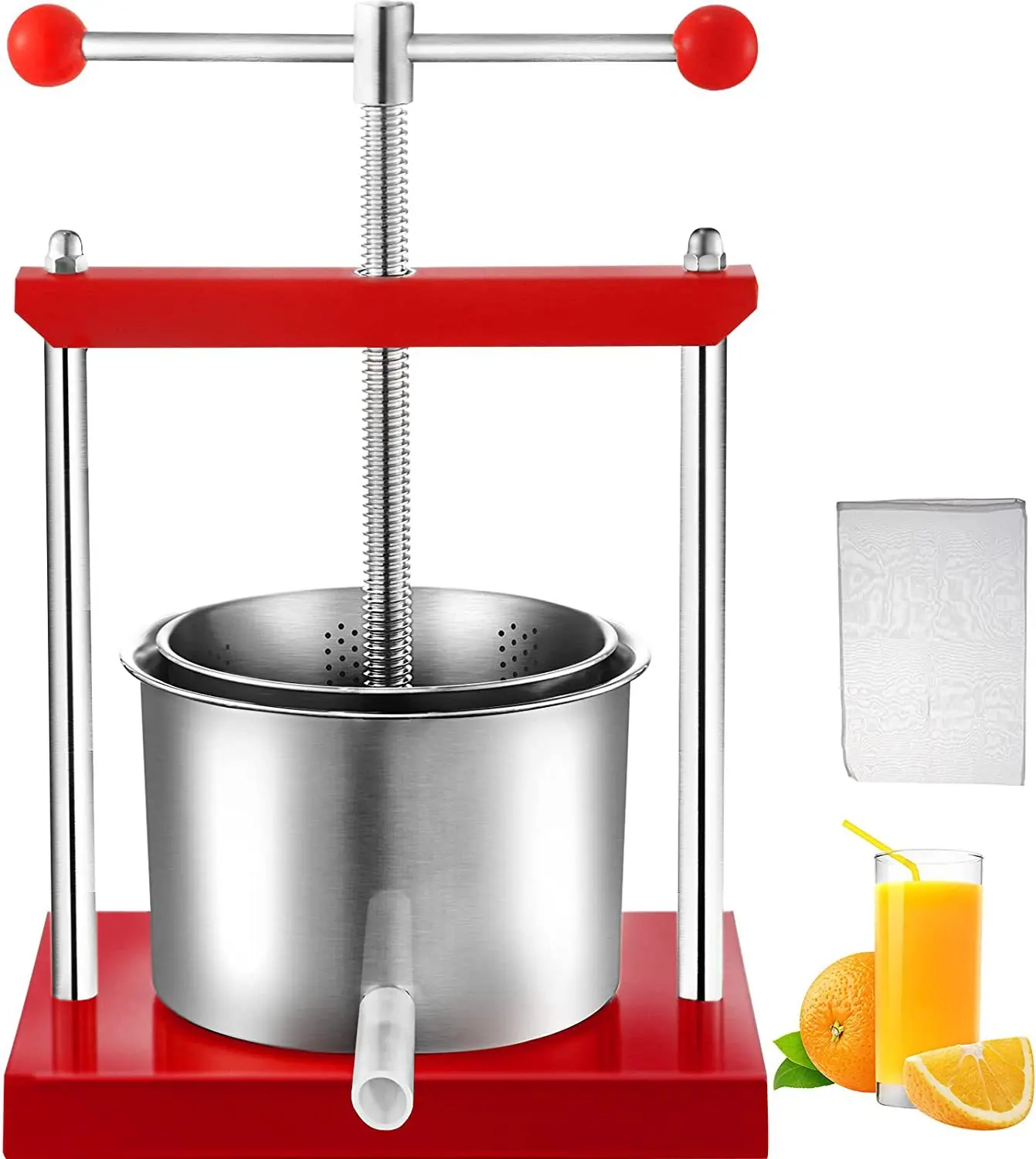 Manual Stainless Steel Fruit & Vegetable Press for Wine & Juice Production